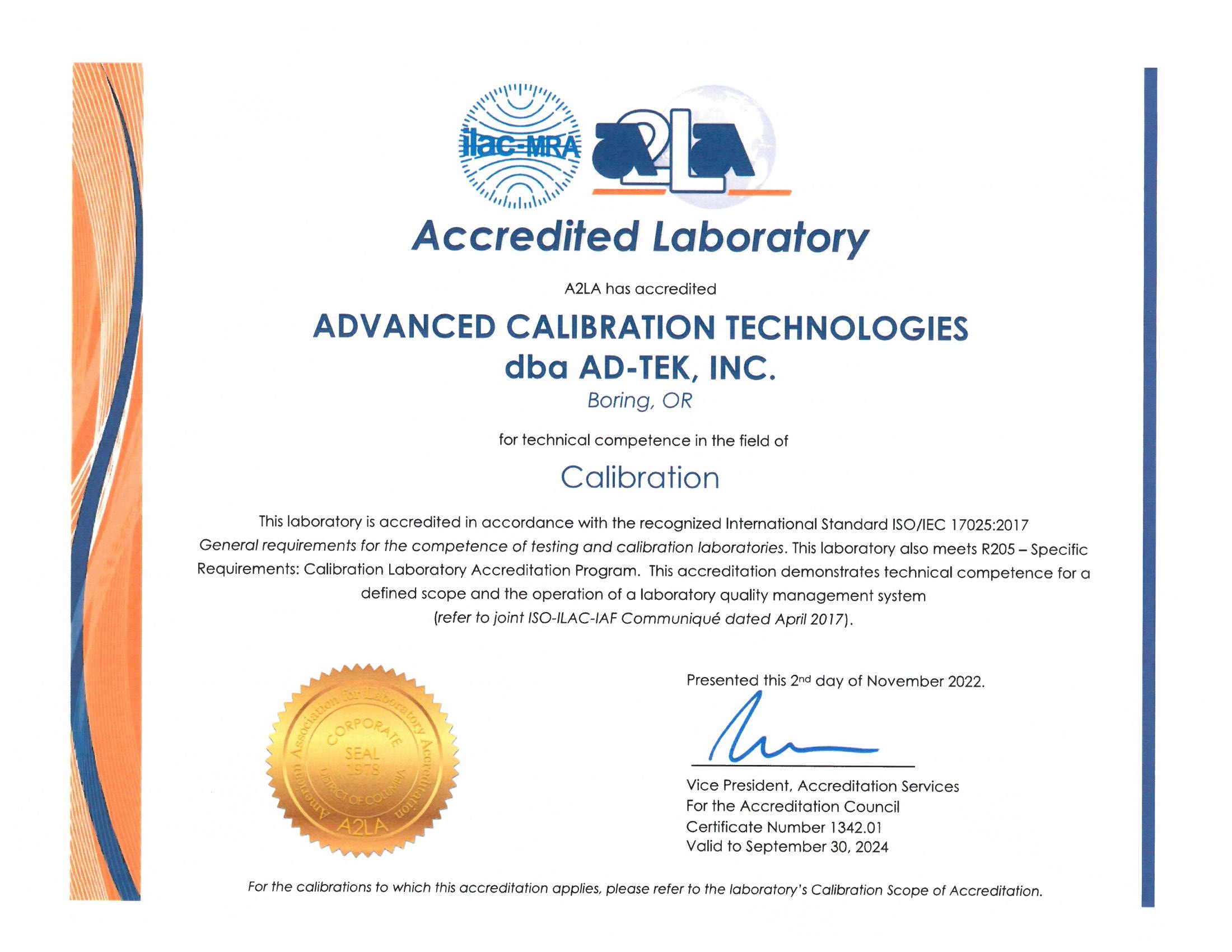 Accreditation – Advanced Calibration